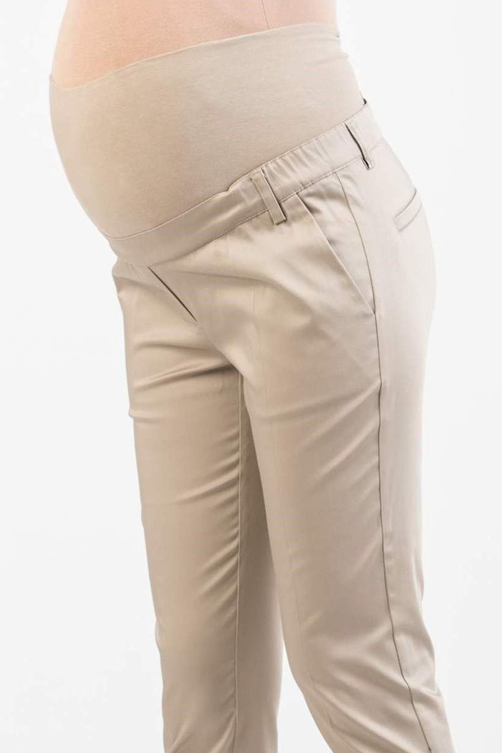 Baumwoll-Satin Umstandshose beige – Mamarella GmbH