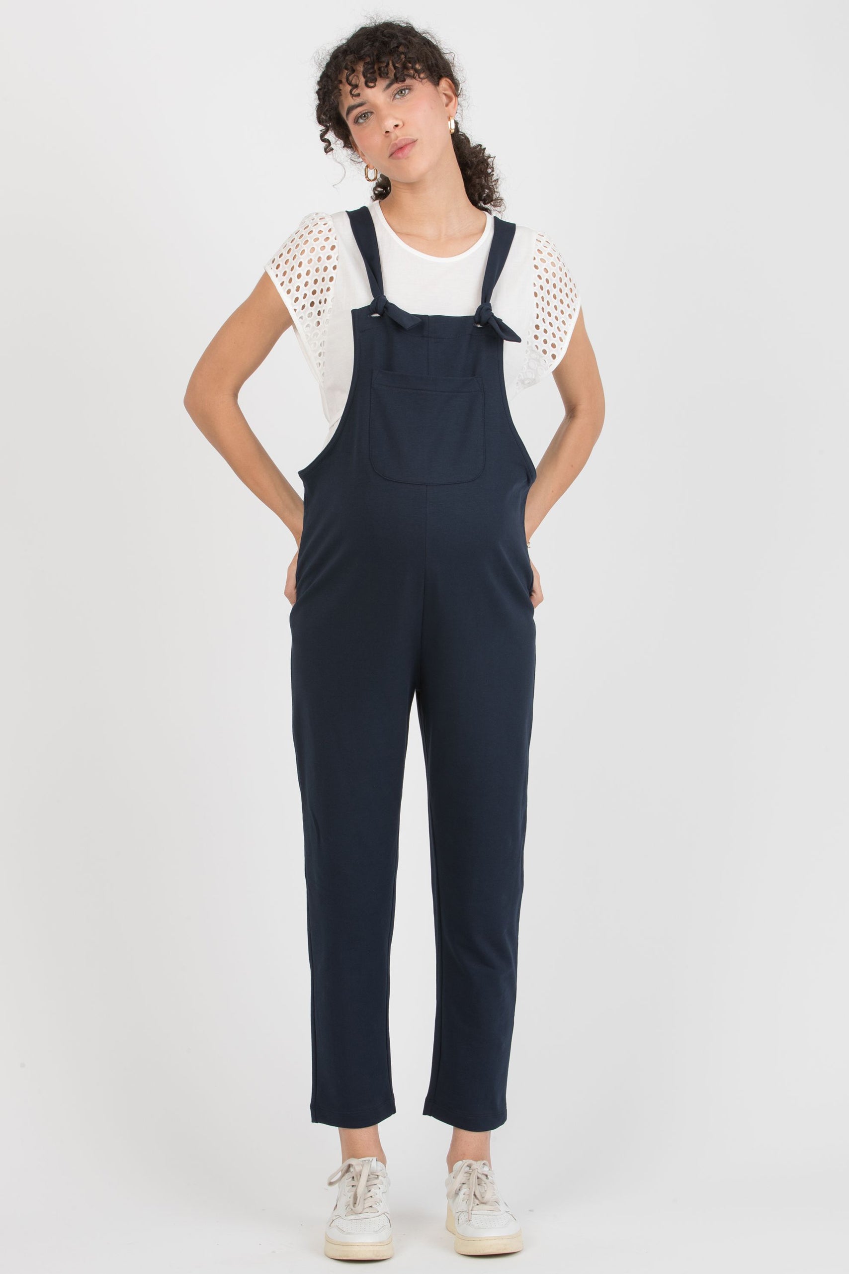 Cotton stretch maternity dungarees navy – Mamarella GmbH