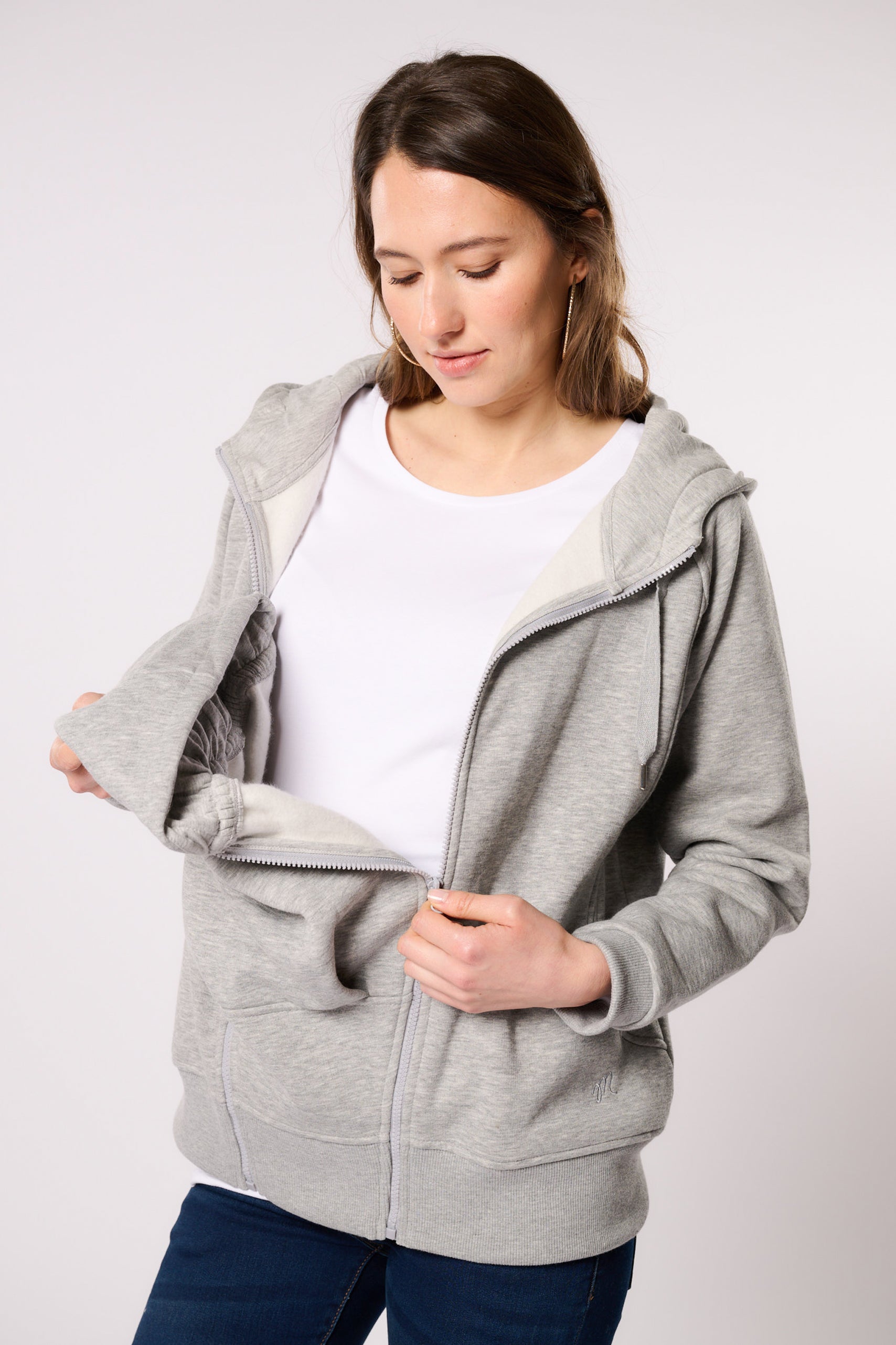 Umstands-Hoodie und Tragejacke hellgrau – Mamarella GmbH