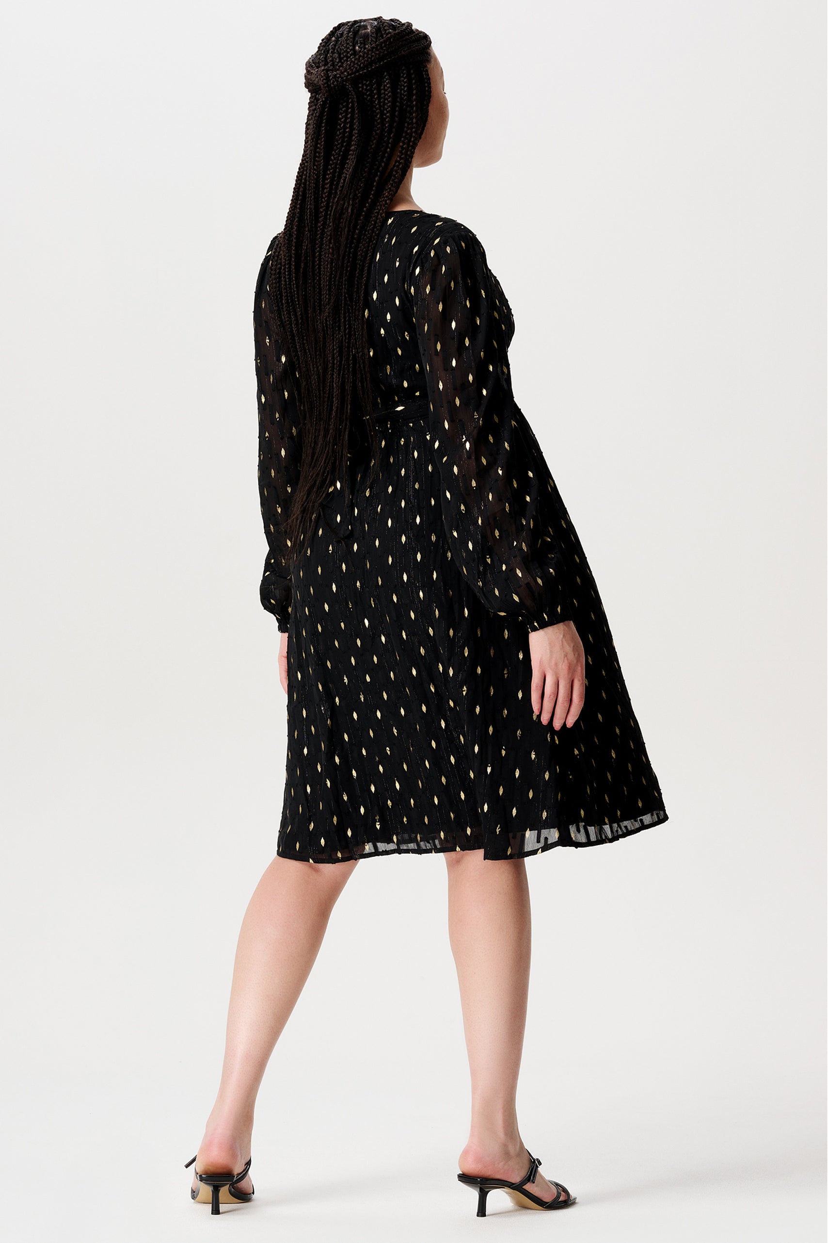 Chiffon Umstandskleid mit Gold Applikationen – Mamarella GmbH