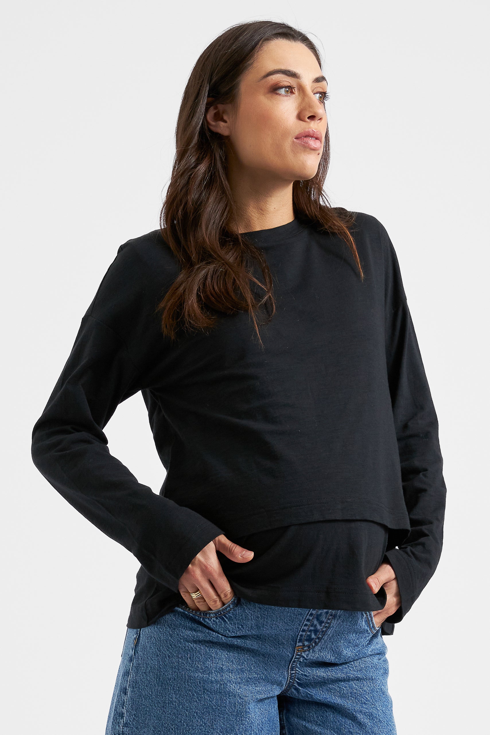 Double Layer Maternity and Nursing Shirt, Black – Mamarella GmbH