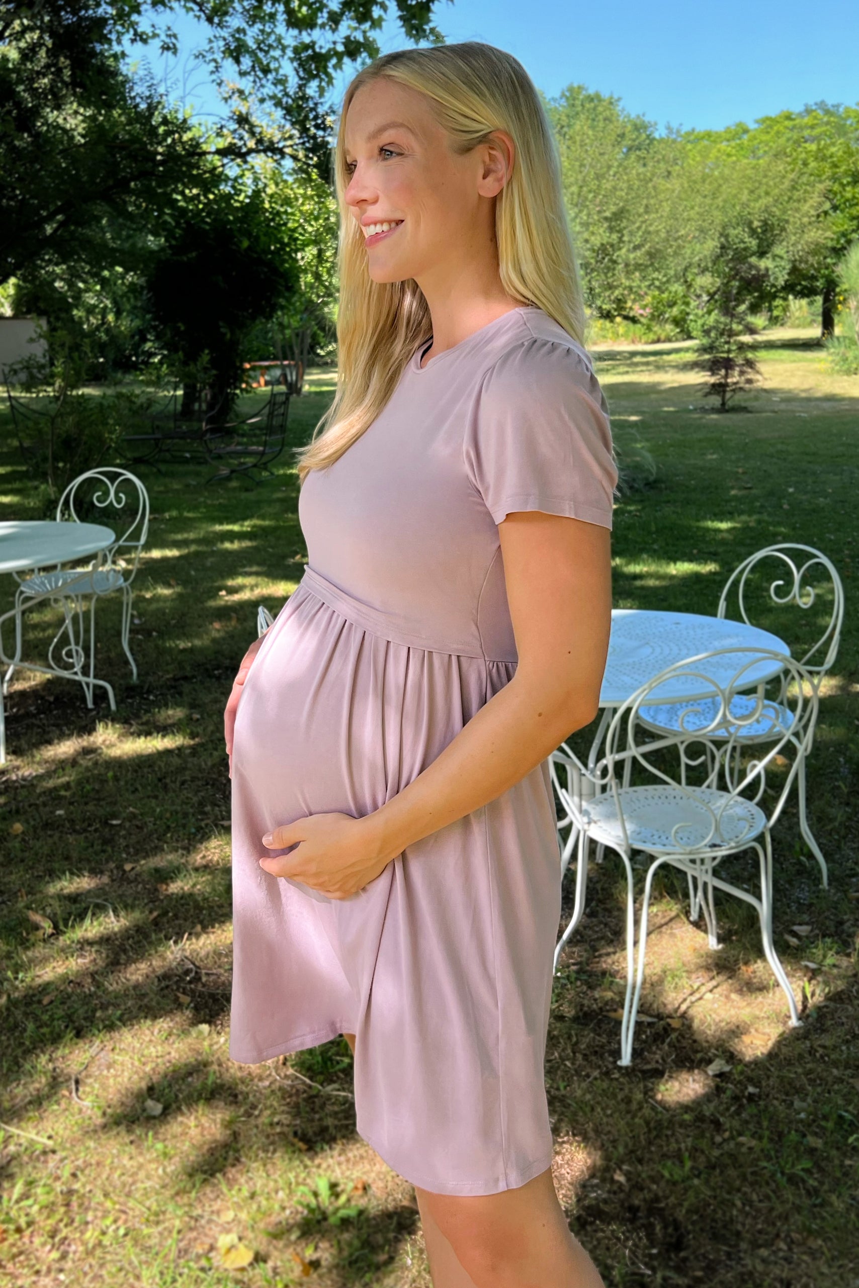 Eco Viskose Umstands- und Stillkleid flieder – Mamarella GmbH