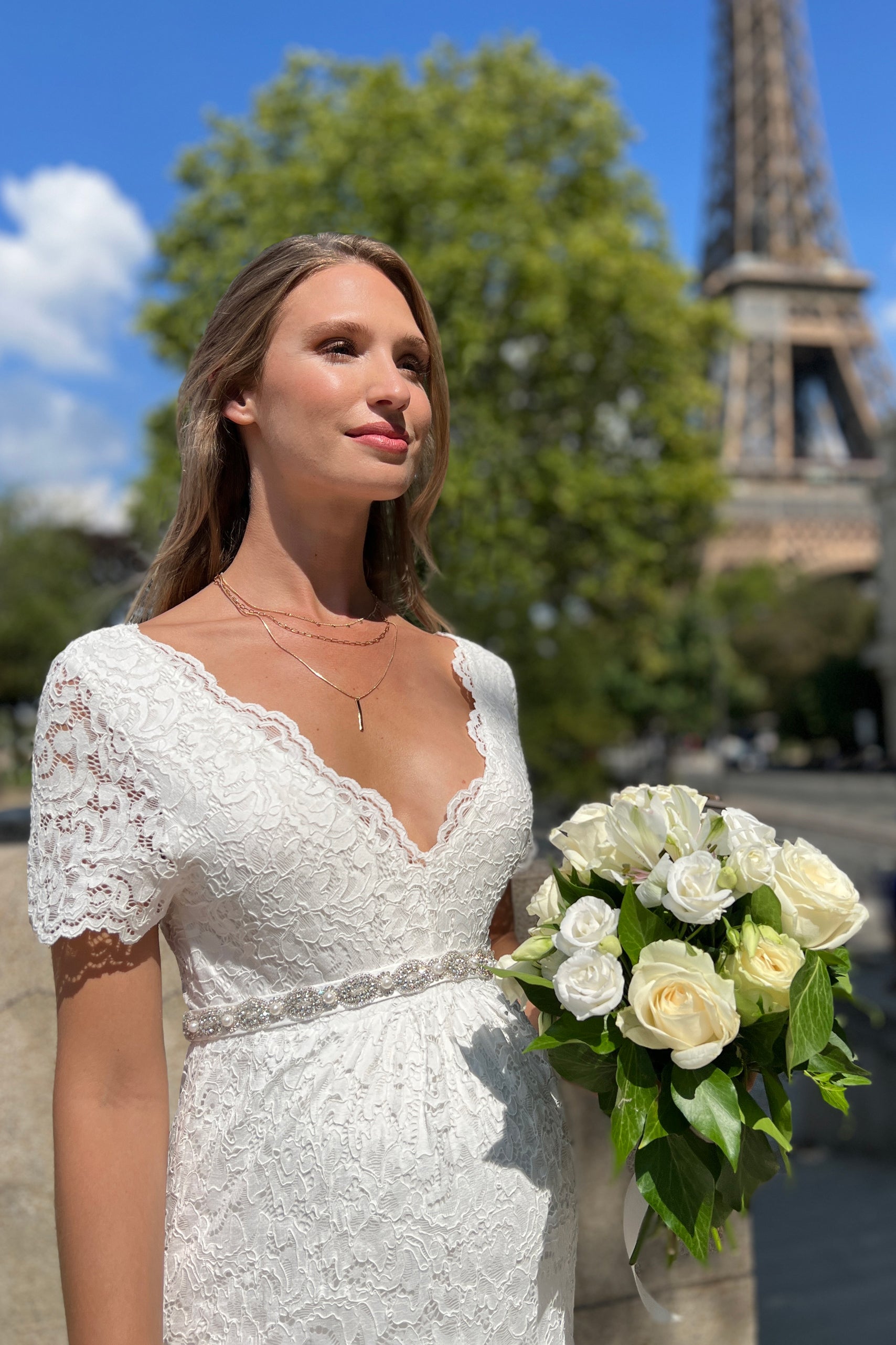 V-Neck Umstandsbrautkleid mit Rückenausschnitt – Mamarella GmbH