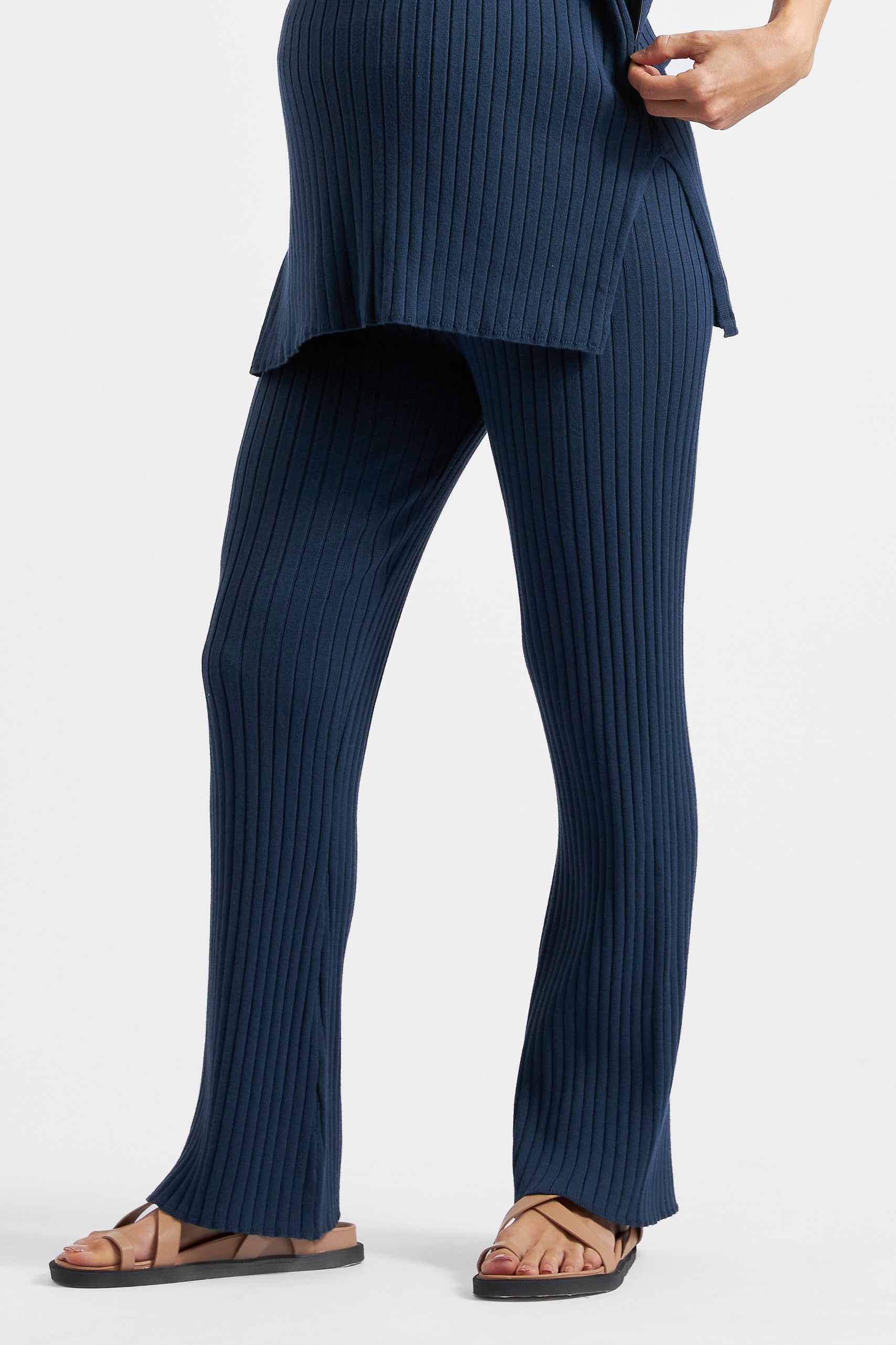 Ribbed loose fit maternity trousers, slate blue – Mamarella GmbH