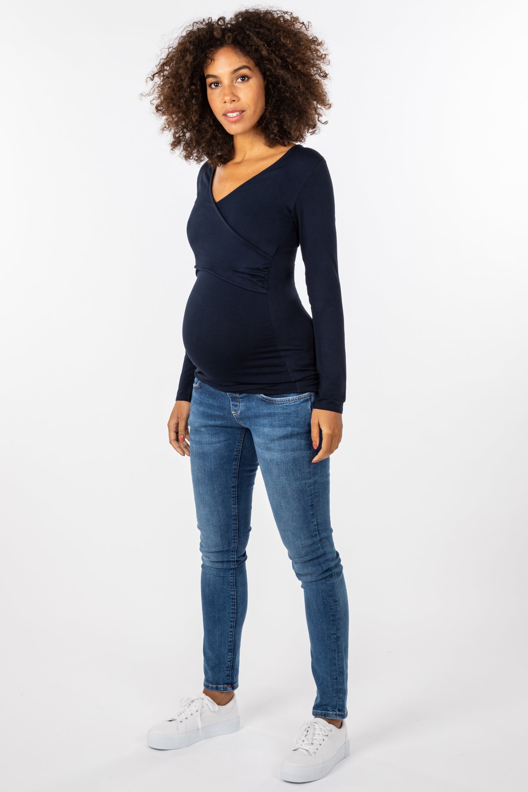 Eco viscose maternity and nursing shirt navy – Mamarella GmbH