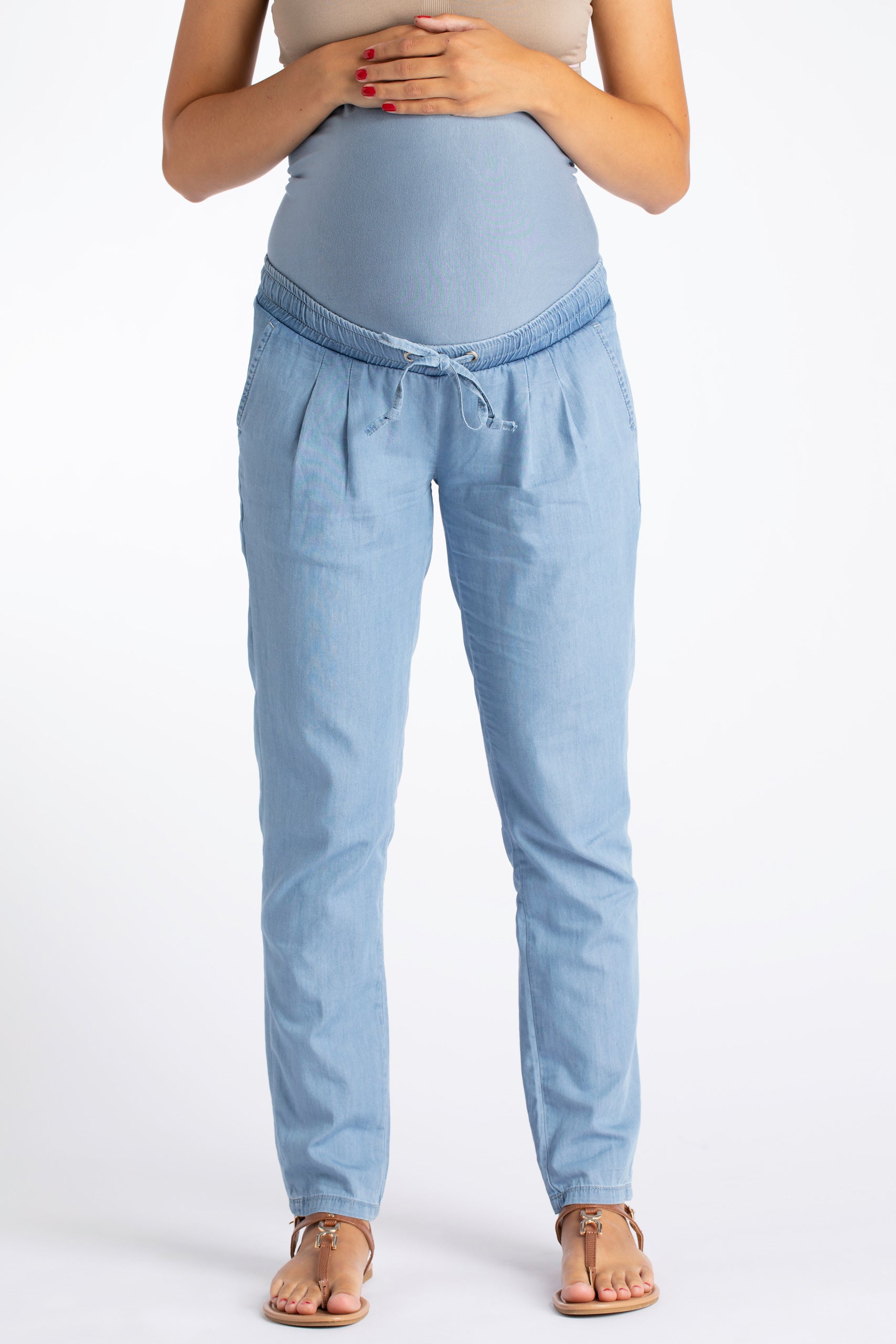 Chambray Umstandshose aus Tencel in Denim Optik – Mamarella GmbH