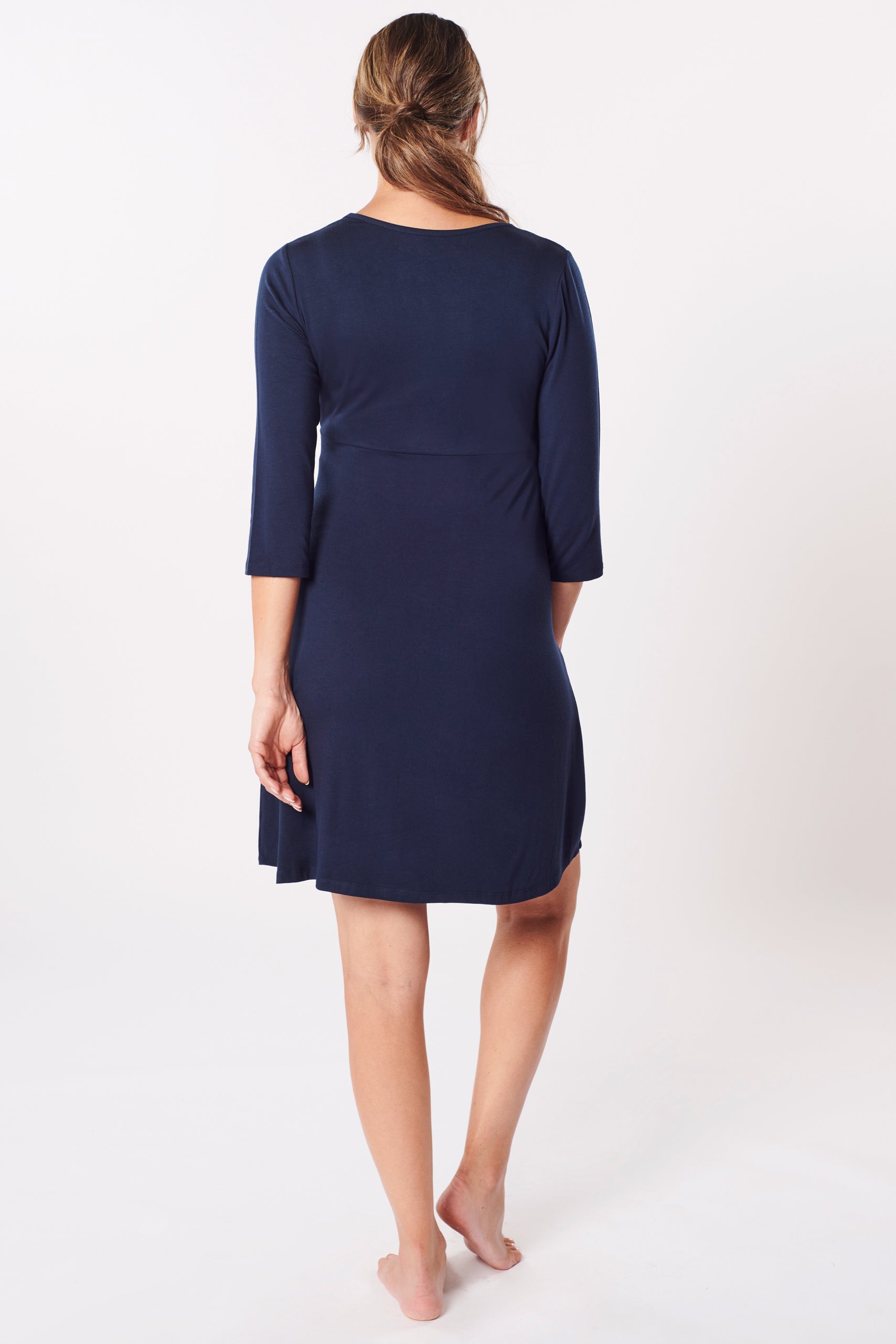 Modal maternity and nursing nightgown with lace, navy – Mamarella GmbH