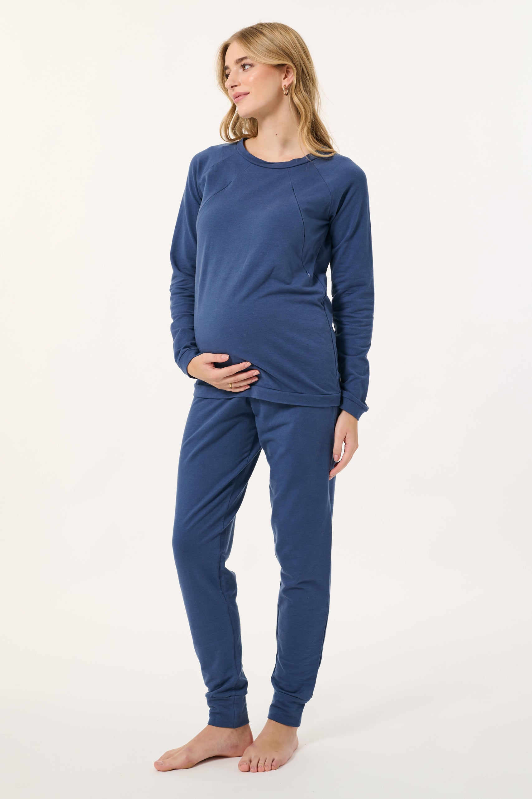 Organic maternity and nursing shirt, blue – Mamarella GmbH