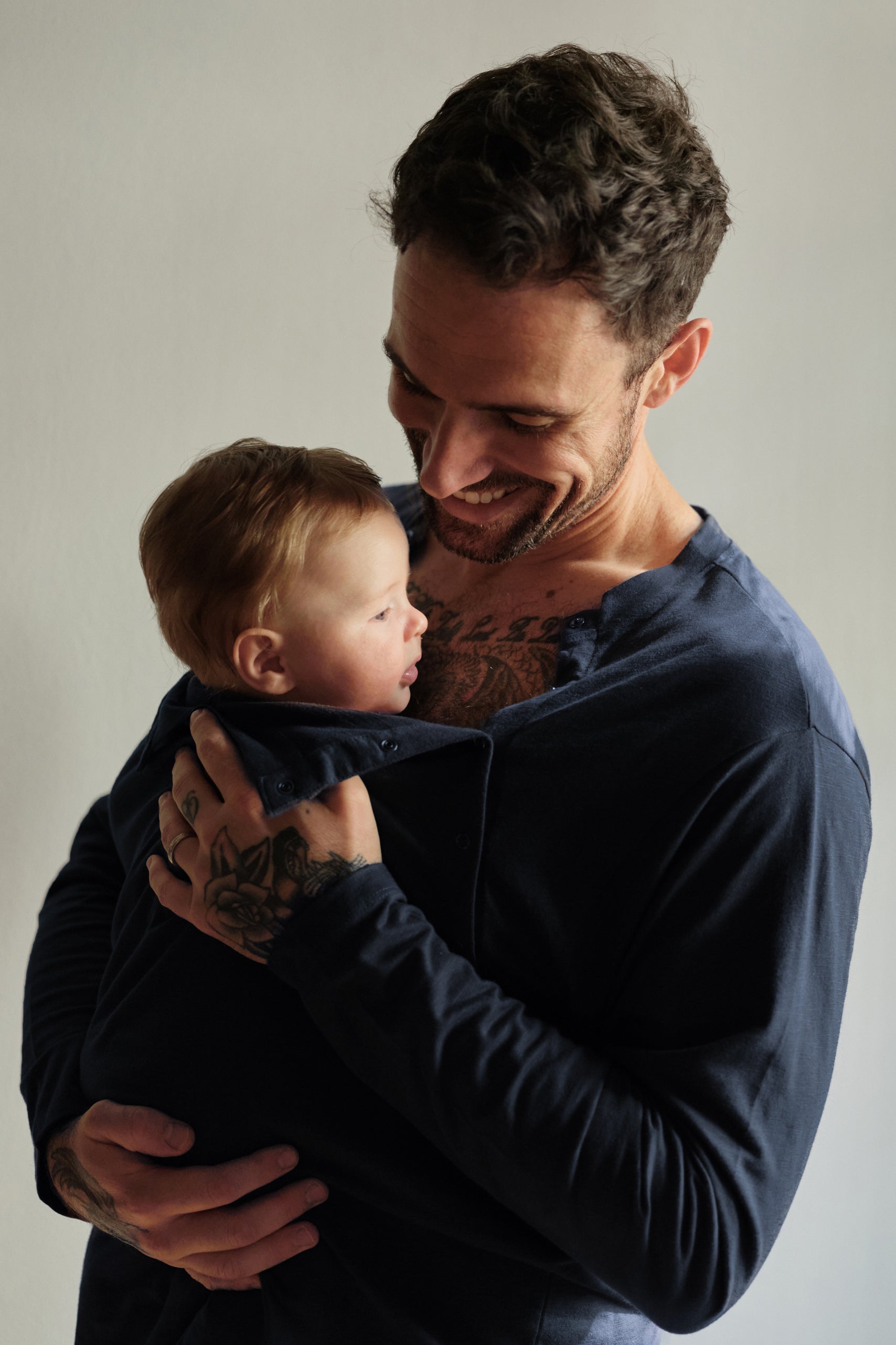 Papa Organic Skin to Skin Baby Bonding Long Sleeve Shirt navy ...