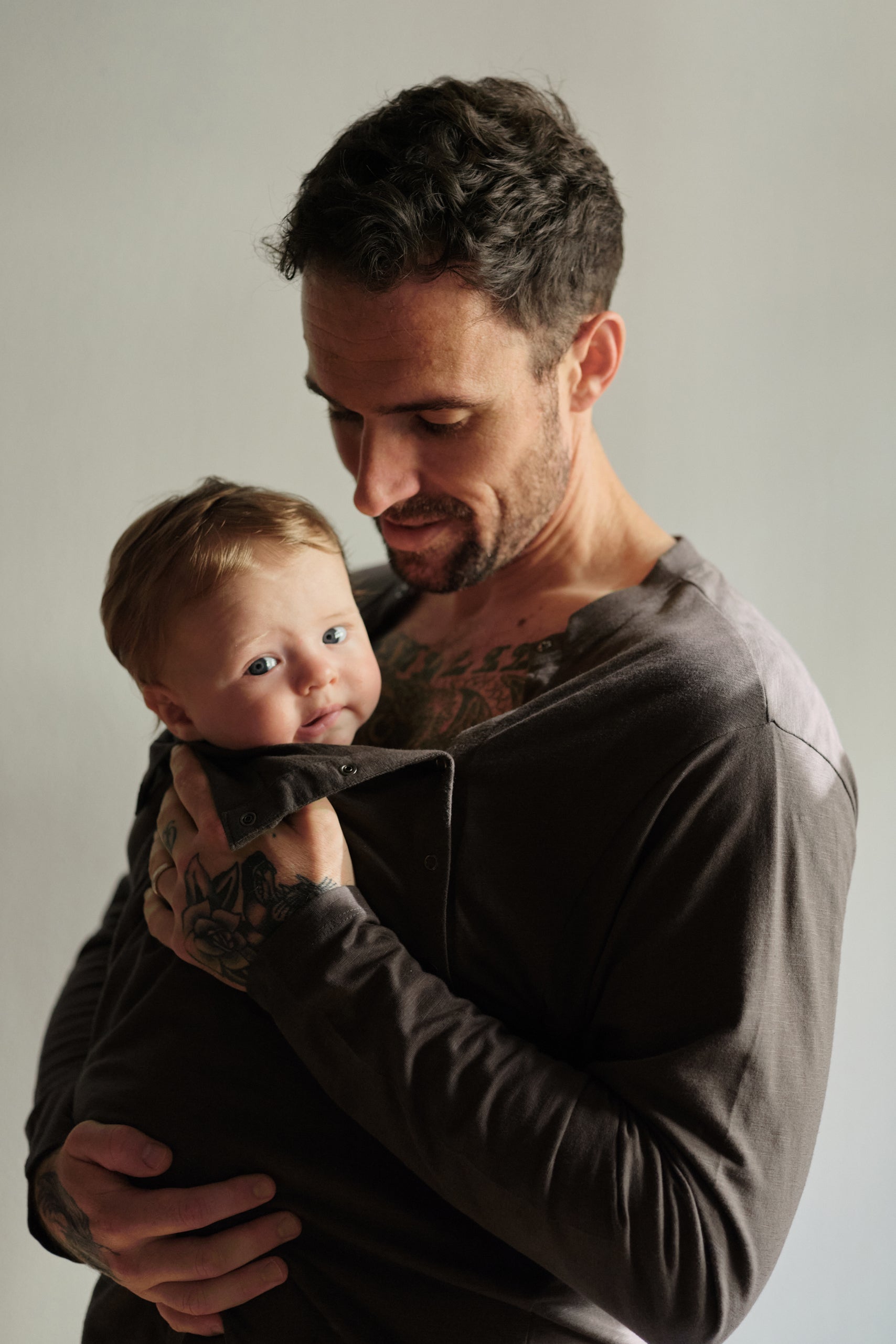 Papa Organic Skin to Skin Baby Bonding Langarm Shirt grau – Mamarella GmbH
