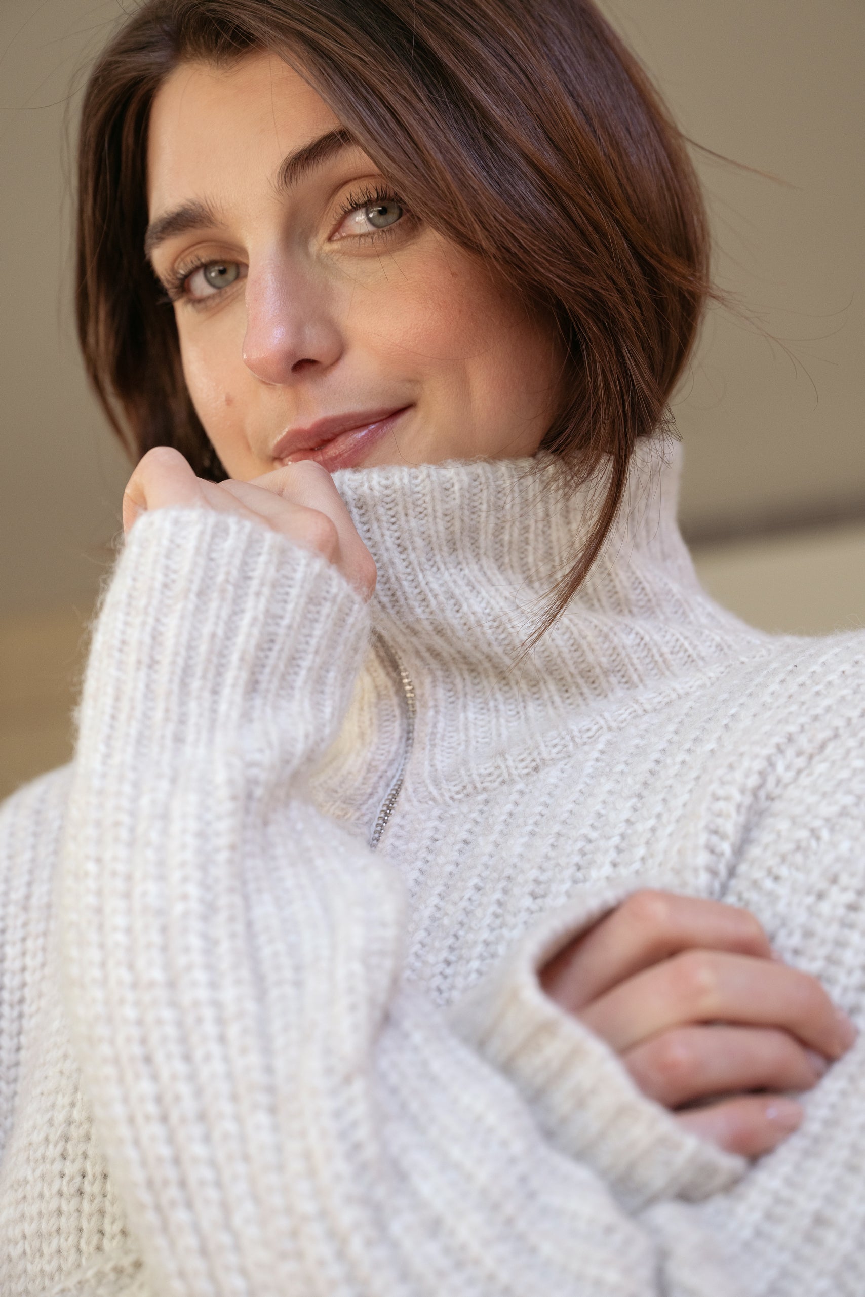 Ribbed knit maternity and nursing cardigan in a Troyer style ...