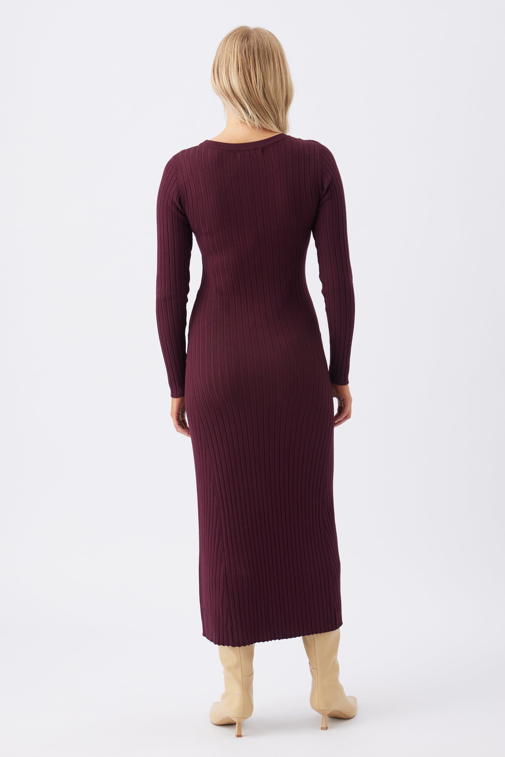Rippstrick Umstands- und Stillkleid burgund – Mamarella GmbH