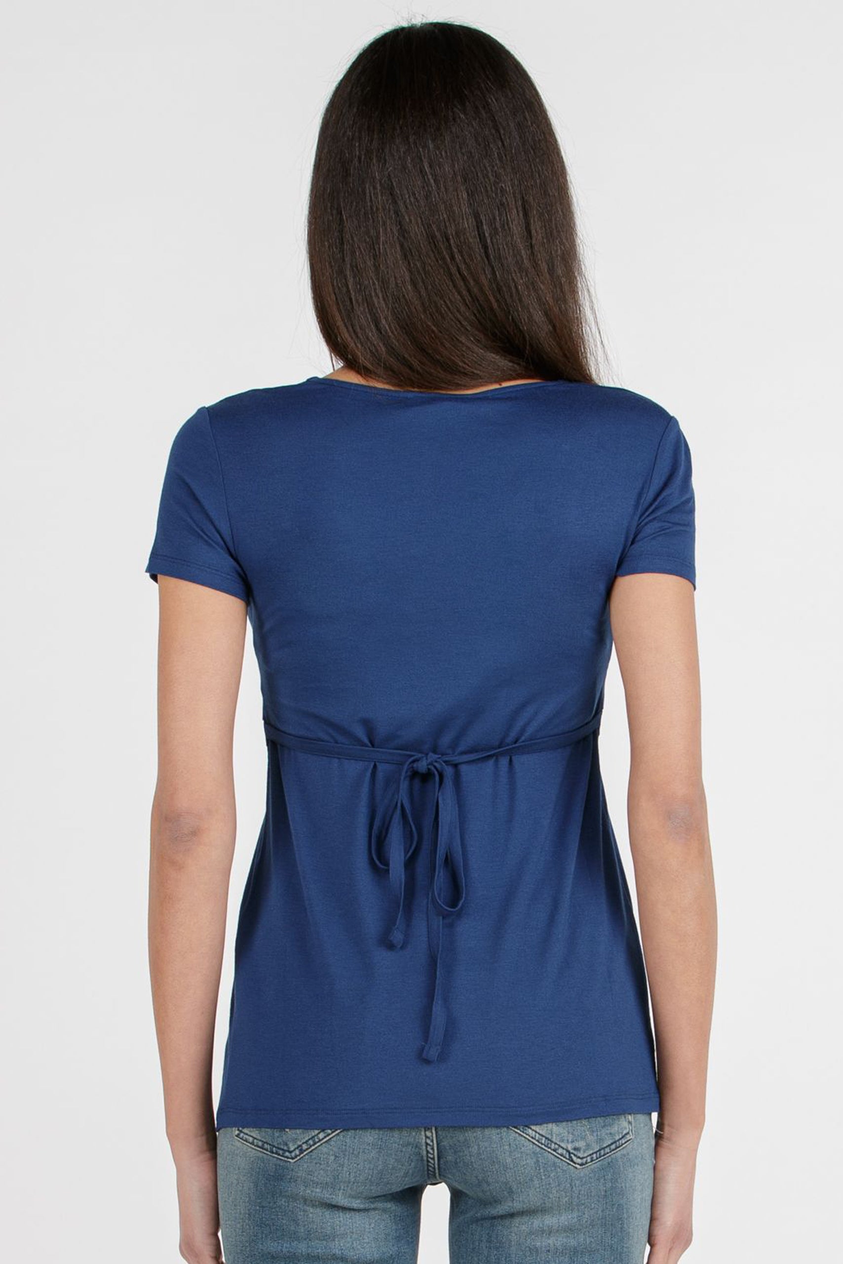 Maternity and nursing shirt with back tie, navy – Mamarella GmbH
