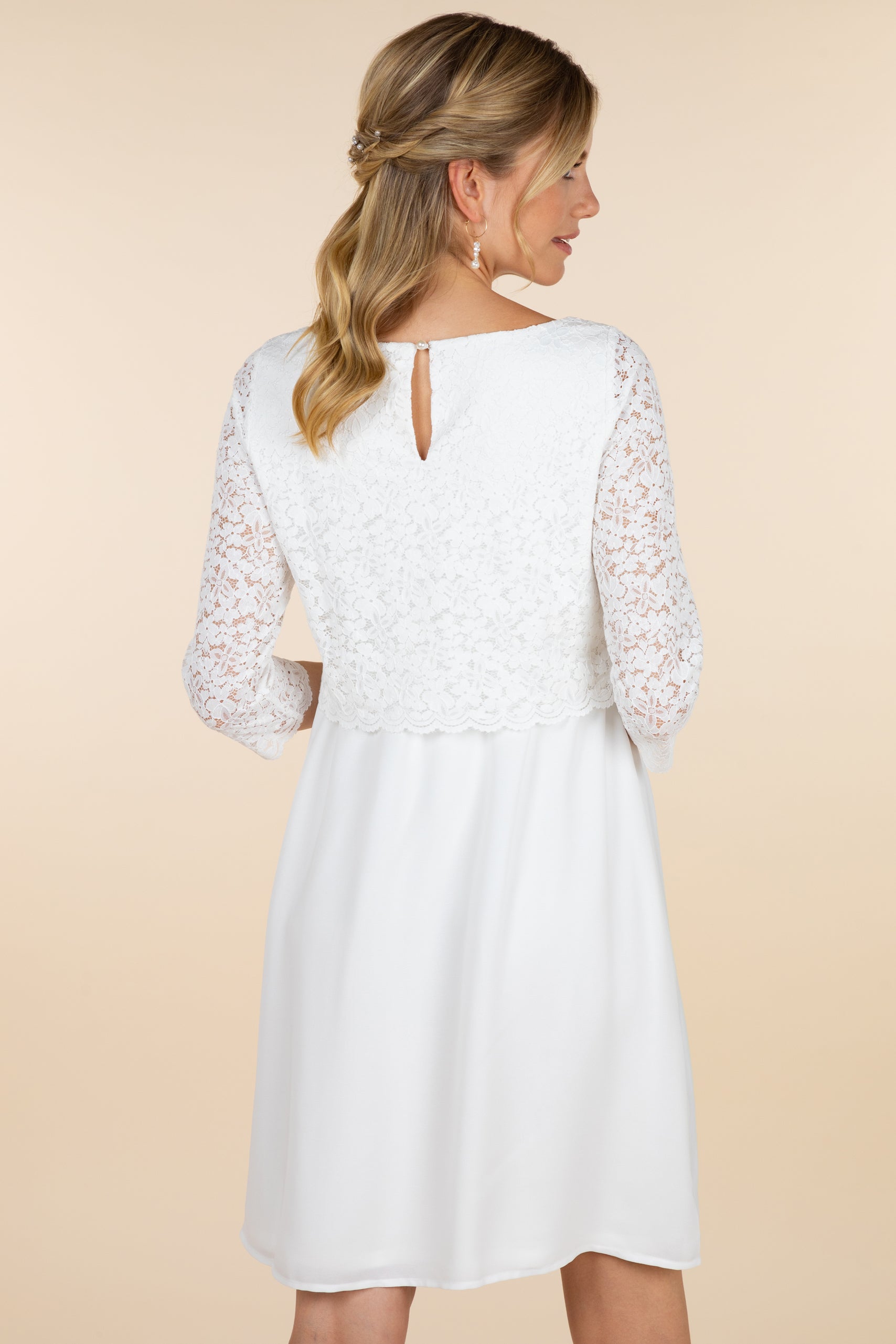 Umstands- und Stillbrautkleid mit 3/4 Ärmeln elfenbein – Mamarella GmbH