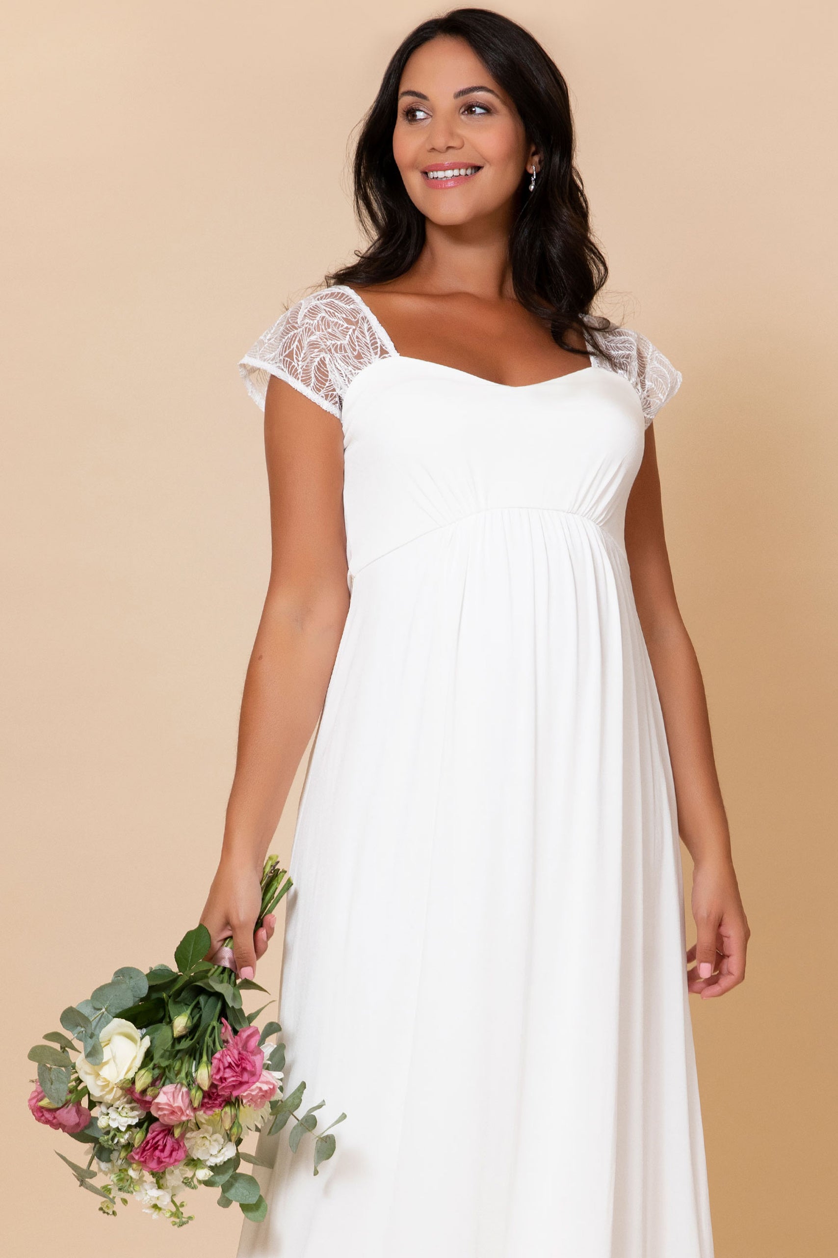 Maternity bridal gown with transparent lace sleeves – Mamarella GmbH