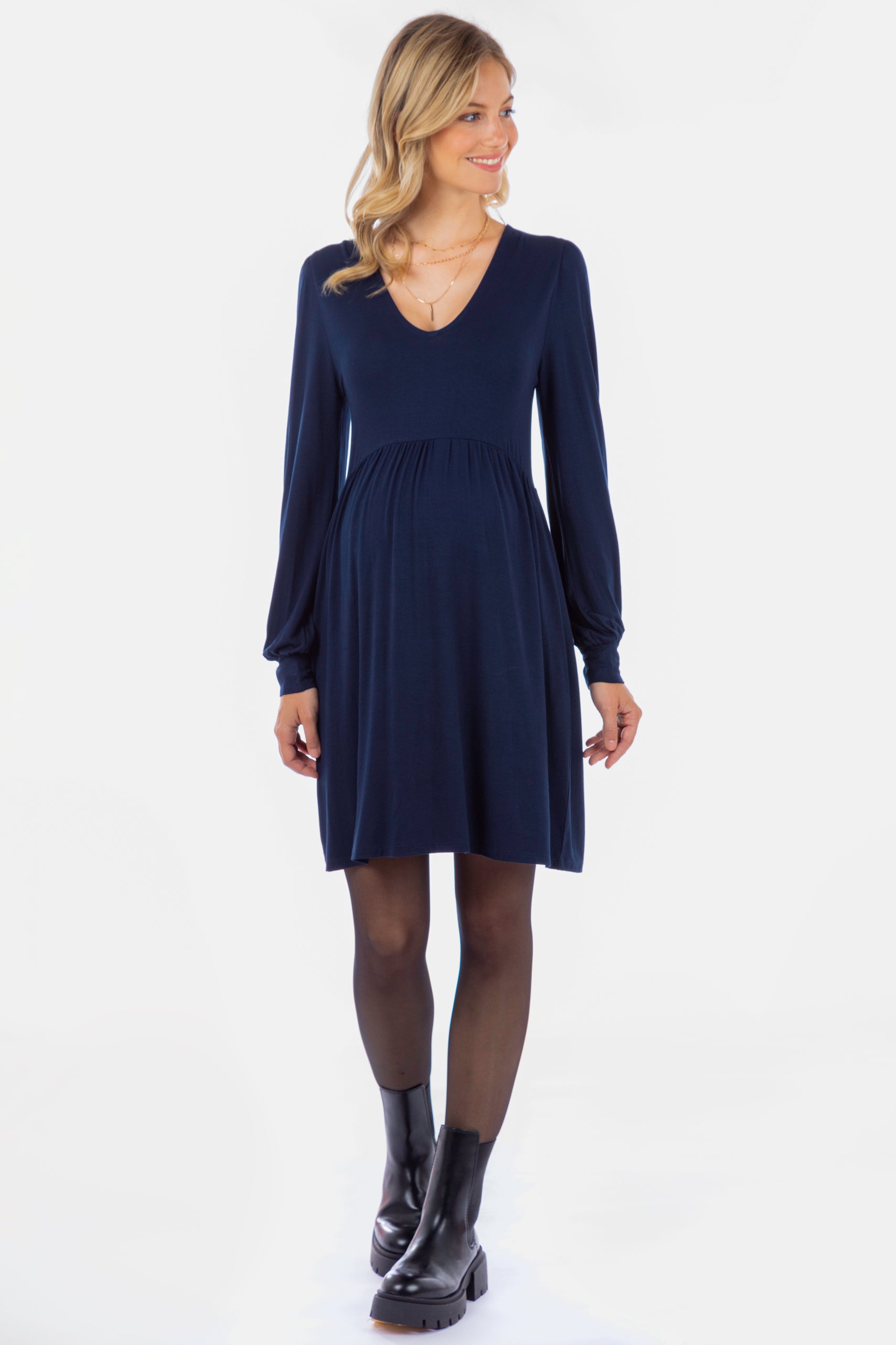 Eco viscose maternity dress with puff sleeves – Mamarella GmbH
