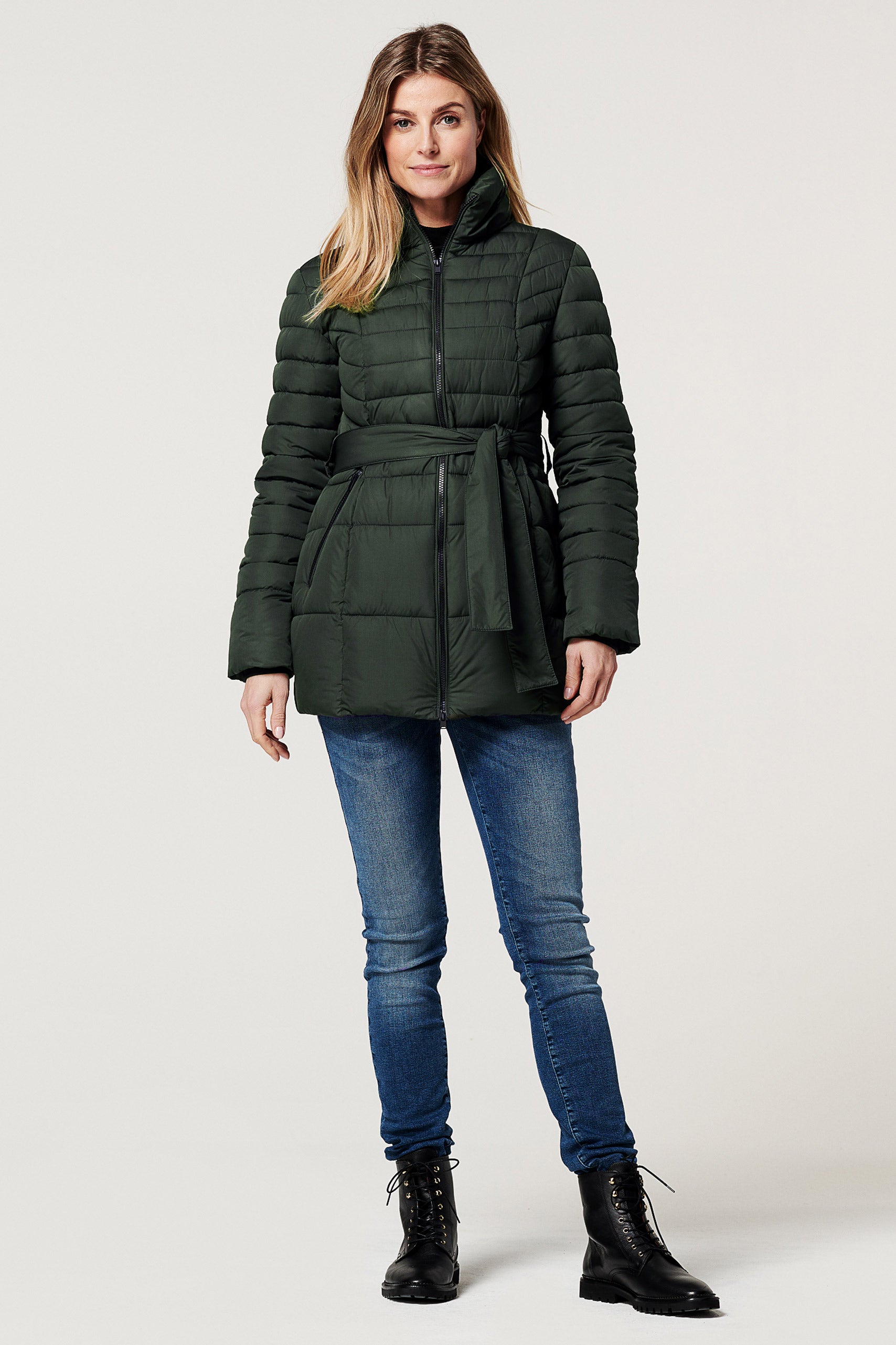 Maternity quilted jacket with pregnancy insert, khaki – Mamarella GmbH