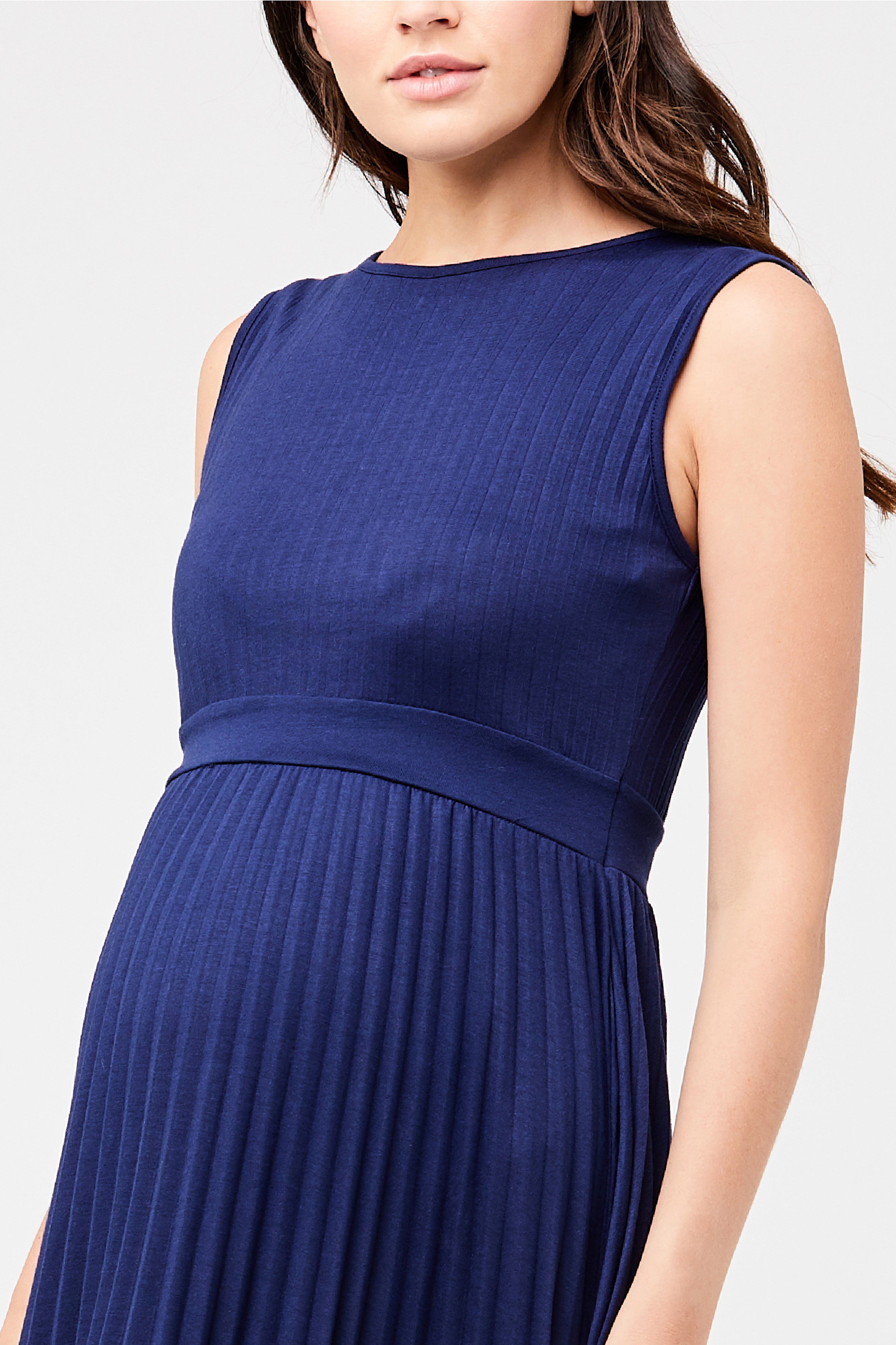 Blue pleated maternity dress – Mamarella GmbH